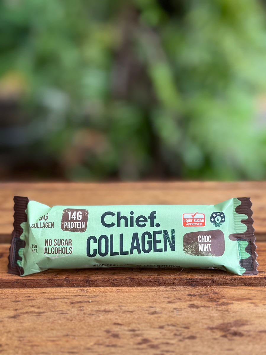 Chief Choc Mint Collagen Bar 45g – Ground Grocer